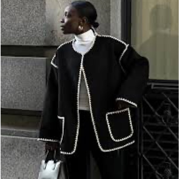 Commense | Sweaters | Commense Essential Contrast Trim Jacket M | Poshmark